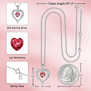 Iefil Nurse Gifts Necklaces for Women, 925 Sterling Silver Birthstone Necklace Jewelry RN Registered Nurse Graduation Retirement Gifts Nurse Week Thank You Gifts, Sterling Silver, Created Ruby