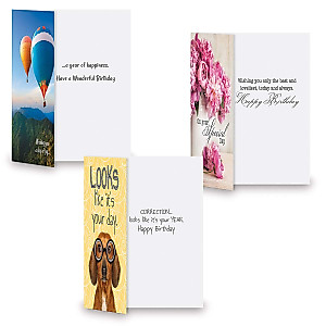 Mega Happy Birthday Greeting Card Value Pack – Set of 36 (18 Designs), Large 5 x 7 inches, Envelopes Included, by Current