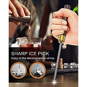 Stainless Steel Ice Pick with Safety Cover, Pick Tool for Breaking Ice, Non-slip Wooden Handle for Easy to Grip, 9 Inches Length