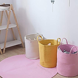 Mojesse Large Baskets for Blankets，Soft Cotton Rope Woven Storage Baskets with Strong Handles，Perfect for Nursery Laundry Basket,Kids Toy Hamper, Throw Blanket Basket for Living Room