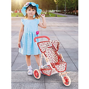 Baby Doll Stroller for Dolls | Play Toy Doll Stroller for Toddlers 3 Year Old Girls Gift | Push Pram Baby Stroller for Dolls, Babydoll Stroller Jogger Baby Carriage for Dolls (Quality Floral Print)