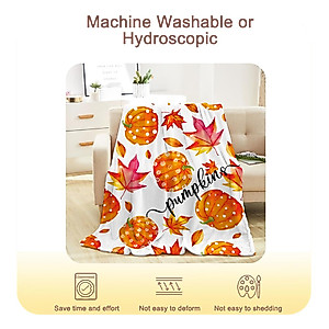 Fall Throw Blanket Teen Autumn Maple Leaf Blanket Thanksgiving Pumpkins Throw Blanket Couch Sofa Bed Living Room Outdoor Lightweight Cozy Soft Fuzzy Plush Blankets and Throws 50x60-1