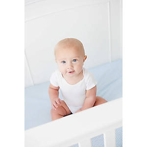 SheetWorld 100% Cotton Jersey Flat Crib Toddler Sheet 28 x 52, Blue Gingham, Made in USA