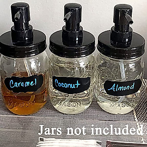 Elwiya Rustic/Farmhouse Mason Jar Soap Dispenser Lid and Pump Rust Proof, Black Plastic Dispenser Lid for 16 oz Regular Mouth Mason Jar Decor - 4 Pack