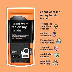 b.tan Body Self Tanning Mitt | I Don't Want Tan On My Hands - Self Tanning Applicator Glove with Thumb, Streak-Free, Even Application, Velvety Soft, Reusable, Sunless Tan, Body Lotion, Tanning Lotion