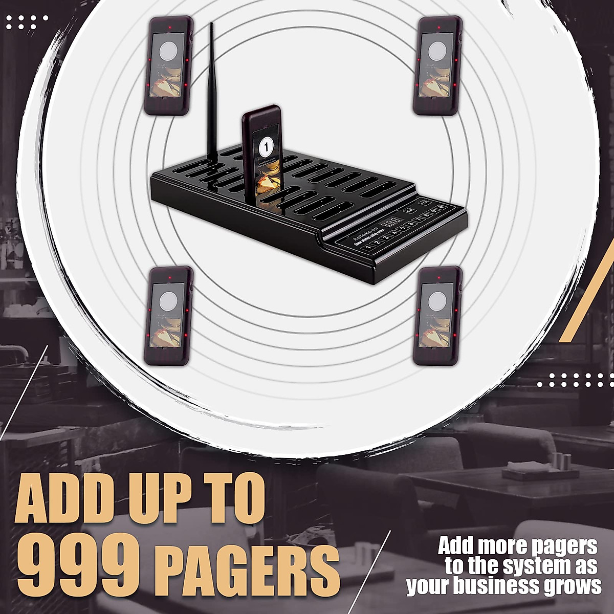 Retekess T112 Restaurant Pager System,Restaurant Buzzer with Transmitter and 20 Chargeable Pagers for Restaurant,Food Truck,Hospital,Church