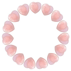 Marrywindix 15 Packs 0.8 Inches Healing Crystal Natural Rose Stone Heart Love Carved Palm Worry Stone Chakra Reiki Balancing