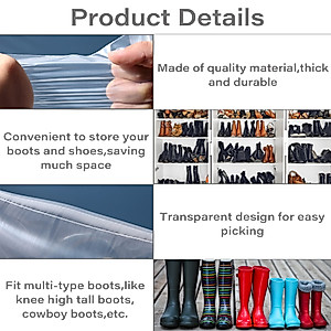 Portable Boot Storage Bags Dust Proof Shoe Bags for Storage Shoes, Boot, Clothing, Books, Toys and others, 8 Pcs 15.7"x27.5" Tall Boots Organizer Protector Bag for Home and Travel