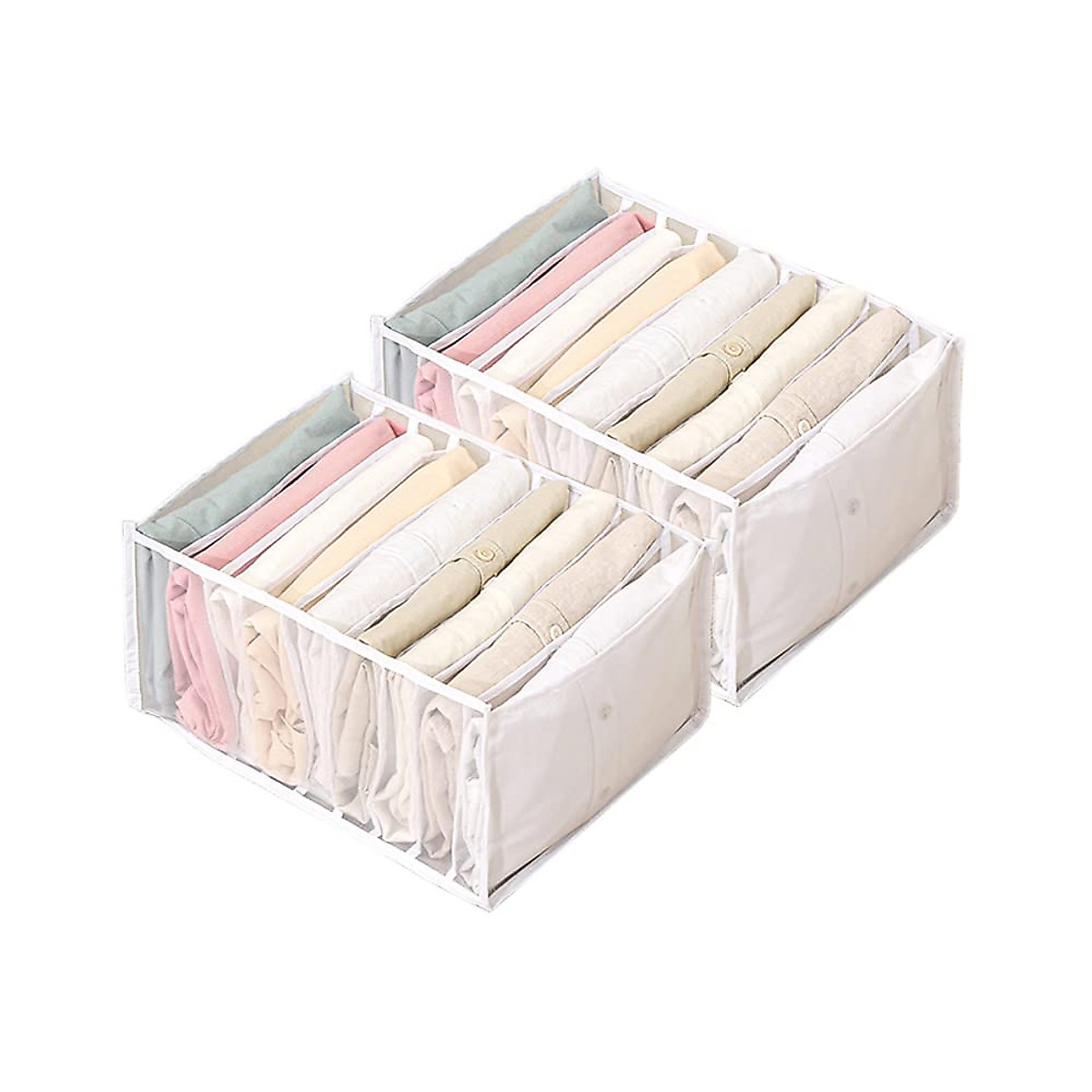 Wardrobe Clothes Organizer - Portable Closet Organizers for Jeans, T-shirt, Leggings, Socks, Storage Containers Baskets with Multiple Layers , Save Space Clothing Storage Bins