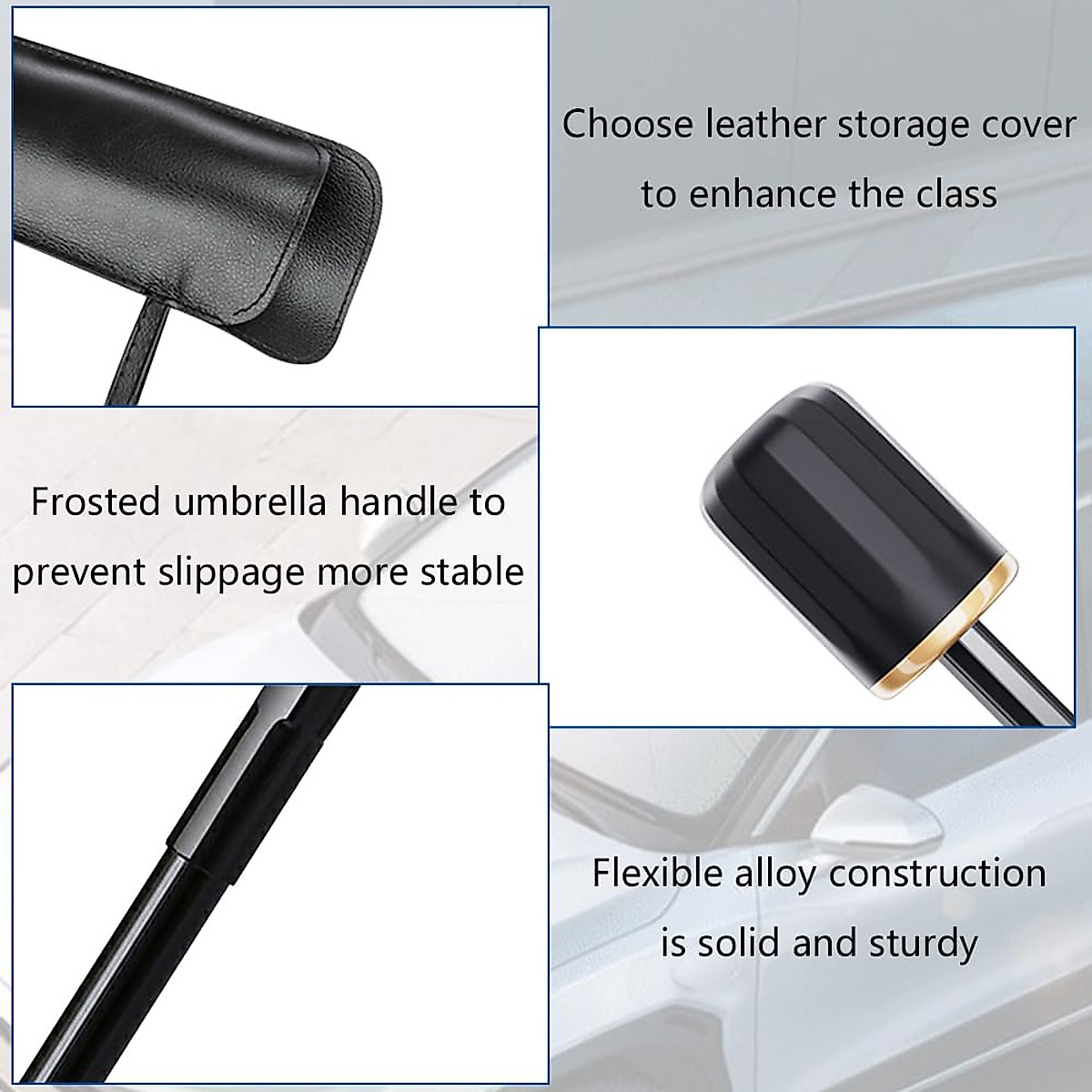 IHOTDER Cool Windshield Sun Shade Umbrella - New Titanium Silver Reflector Blocks 99% of UV Through Automotive Glass - Summer Car Essential Windshield Cover with Opening Design, 55.12*30.7*0.3inch