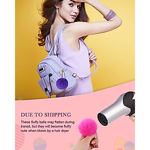 Auihiay 60 Pieces Pompoms Keychains Fluffy Puff Ball Keyrings for Girls Women Pendant Accessories (30 Colors)