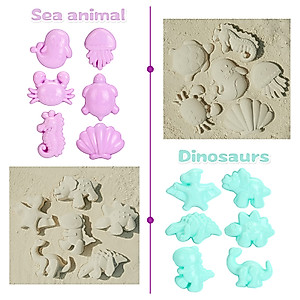 Tagitary Beach Sand Toys Set for Kids 3-10 with Bucket Watering Can Shovel Rake Sand Molds Beach Shell Bag