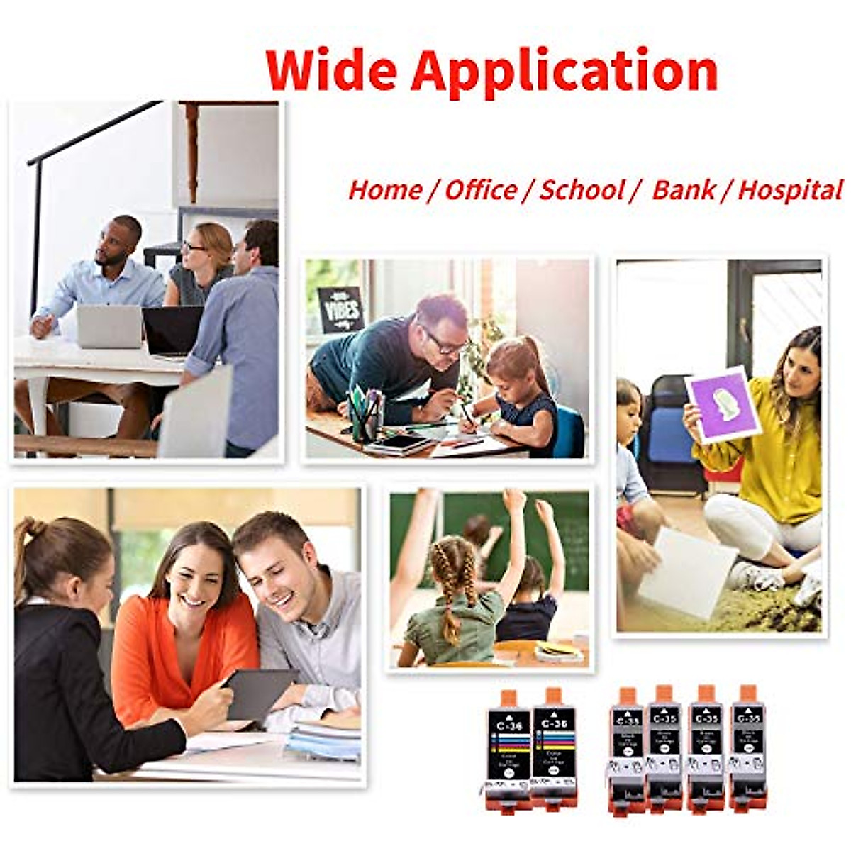 Compatible PGI-35 CLI-36 Ink Cartridge Replacement for Canon 35 36 PGI35 CLI36 Ink Work with Canon Pixma iP110 iP100 TR150 Printer (5BK, 3C)