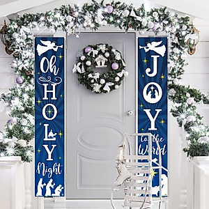 DAZONGE Nativity Scenes Christmas Decorations - Manger Scene Outdoor Christmas Decor - Holy Night Religious Christmas Porch Banners / Signs for Front Door Yard Garage