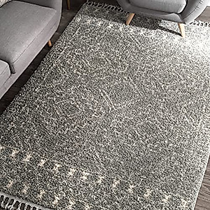 nuLOOM Vasiliki Moroccan Tribal Shag Area Rug, 3' x 5', Silver