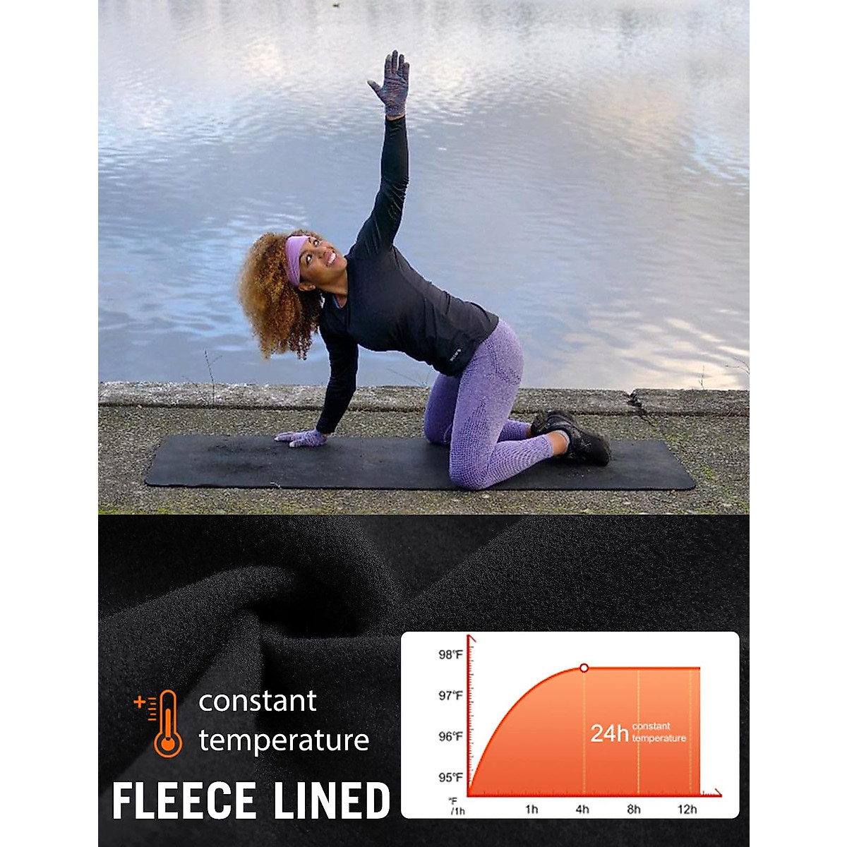 baleaf Women's Thermal Tops Long Sleeve Fleece Lined Running Workout Shirts Athletic Cold Weather Gear Winter Compression Zipper Pocket Black L