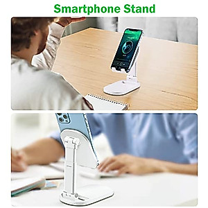 Foldable Cell Phone Stand for Desk,Height Adjustable Holder Portable Cellphone Cradle Desktop Dock Compatible with iPhone 14 13 12 Pro Max Mini Se,Samsung Galaxy S23 S22 4-8'' Smartphone