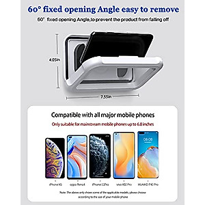Waterproof Shower Phone Holder with 360° Rotation, Angle Adjustable, Wall Mounted Phone Holder for Bathroom Mirror Bathtub Kitchen, Up to 6.8 Inch (2 Pack)