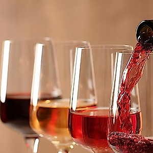 White and Red Wine Glasses - Premium Classic 10 oz Wine Glasses Set for Hosting Various Parties & Occasions - Dishwasher-Friendly Clear Stemmed Wine Glasses - PARNOO White & Red Wine Glasses Set of 6