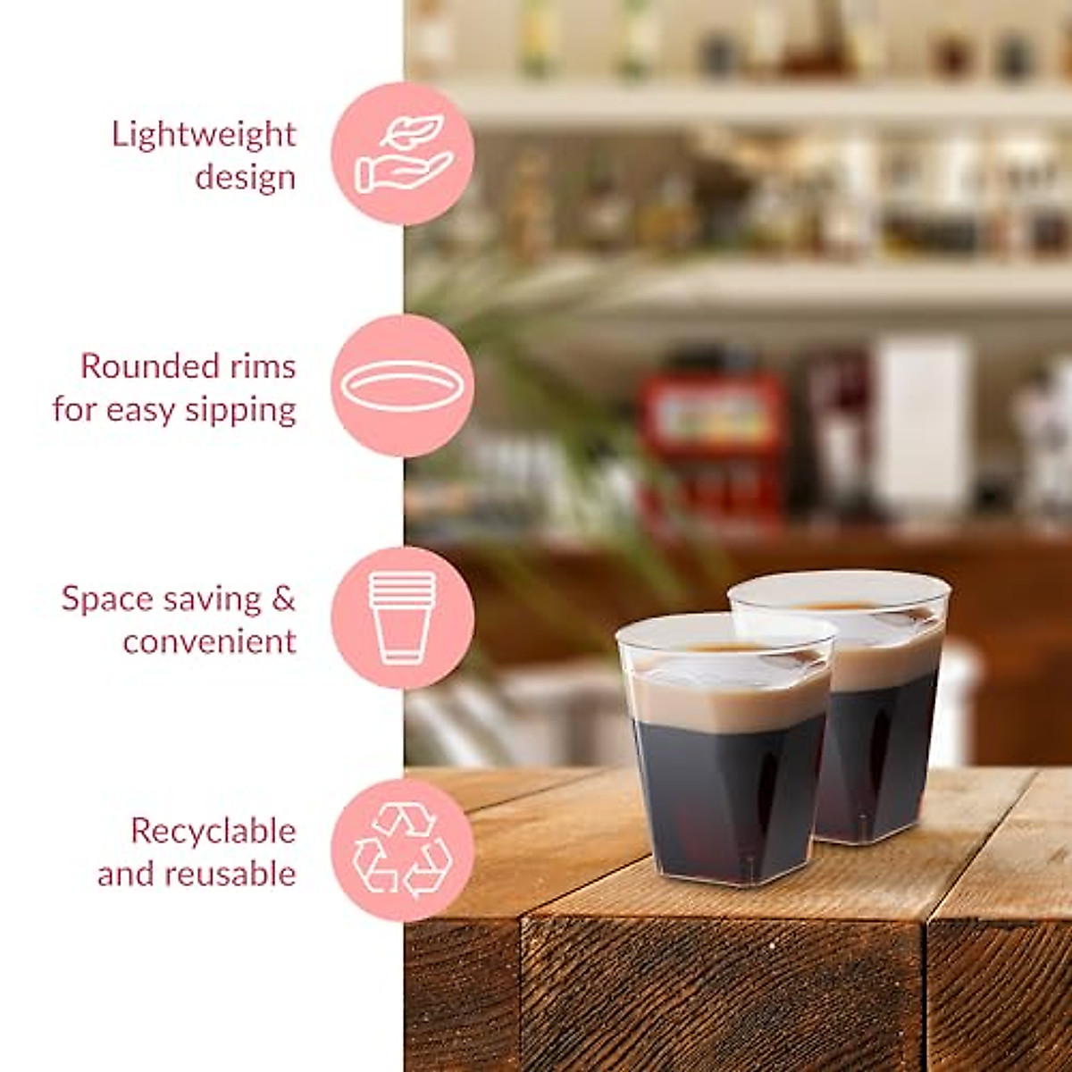 Prestee Clear Plastic Shot Glasses, 2 oz Disposable Shot Glasses - Bulk 100 Pack, Durable Small Cups for Shots, Mini Drinkware for Parties, Events, Reusable or Disposable - Crystal Clear Design