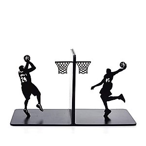 Book Ends Creative Basketball Metal Bookends Book Holder Stand Simple Playing Basketball Book Ends, Students Boy Birthday Gift Bookends Books Support (Color : Black, Size : A)