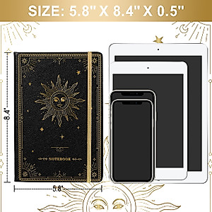 Ruled Notebook/Journal – Premium Thick Paper Faux Leather Classic Writing Notebook with Pocket + Page Dividers Gifts, Banded, Large, 144 Pages, Hard Cover, Lined (5.8 x 8.4) - Black