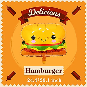 GOTPASS 6 Pcs Hamburger Balloons French Fries Balloons Food Themed Foil Aluminum Balloon for Baby Shower Birthday Wedding Fast Food Snacks Decorations Supplies