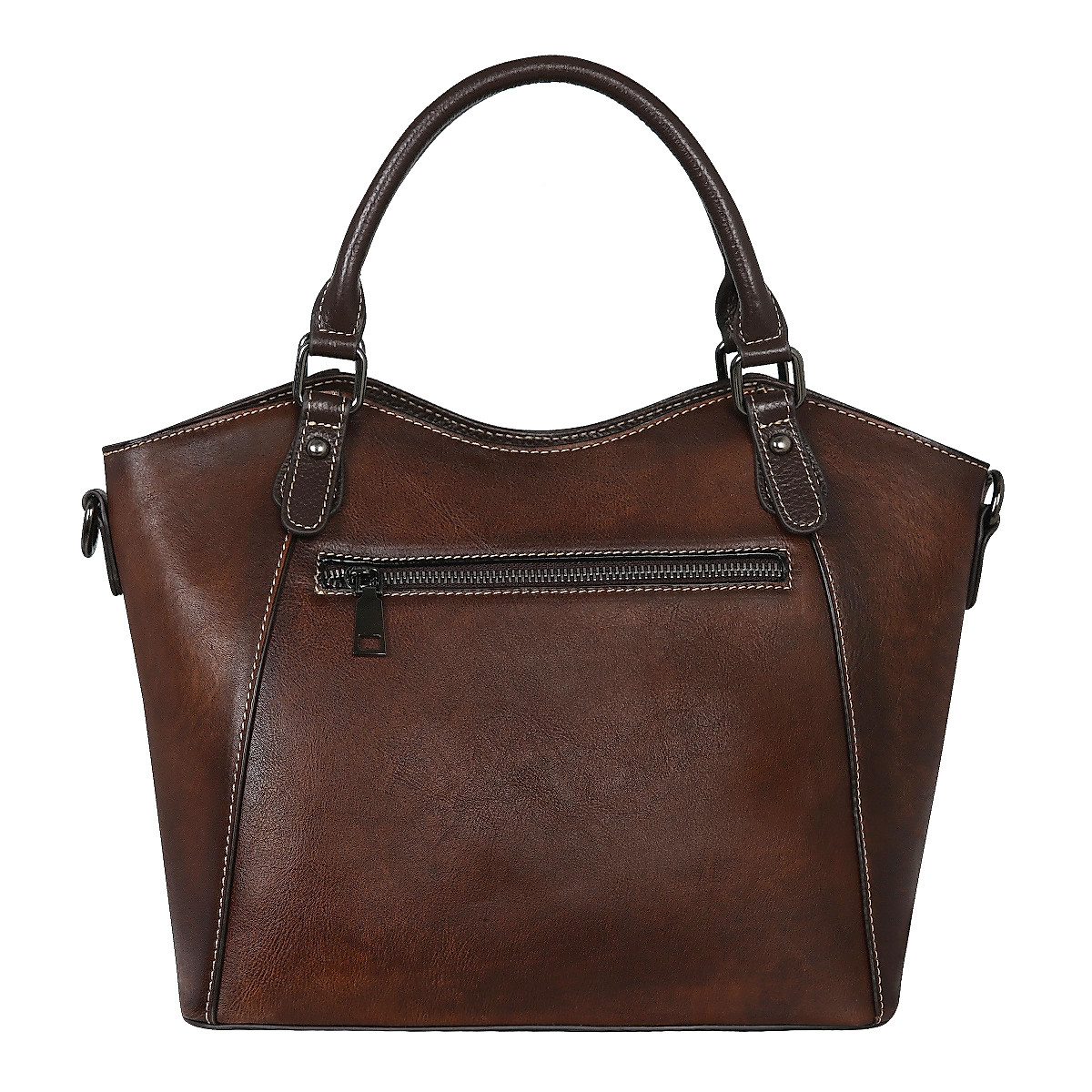 Iswee Leather Shoulder Bags for Women Satchel Bags Vintage Designer Crossbody Purses Tote Bags with Zipper Top-Handle (Coffee)