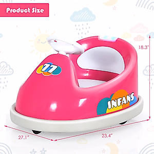 INFANS Kids Ride On Car, 6V Bumper Car Electric Vehicles with 2 Driving Modes,360 Degree Spin, Remote Control, LED Lights, Music, Bluetooth, Rechargeable Battery Powered Toys (Blue)