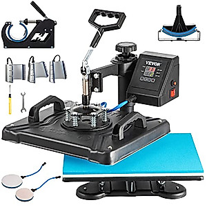 VEVOR Heat Press Machine 12x15 inch 8 in 1 Combo Digital Multifunctional Sublimation Heat Transfer Machine 360 Degree Rotation Swing Away for Printing T Shirts Hat Mug Cap Plate