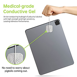 30 Pieces TENS Unit Replacement Pads, Multiple Sizes TENS Unit Pads with Pad Holder, Reusable and Self-Adhesive Electrodes Pads Compatible with AUVON TENS 7000 EMS Machine (Latex-Free, NonIrritating)