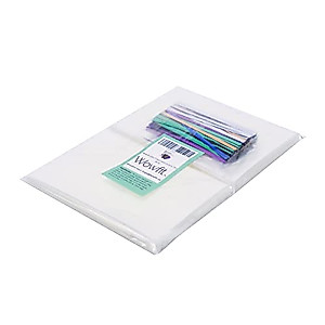 Wowfit 200 CT 4x6 Inch Clear Flat Cellophane Treat Bags with 6 Colors 4" Twist Ties, Cello Packaging for Gift Wrapping, Decorations, and Food Storage