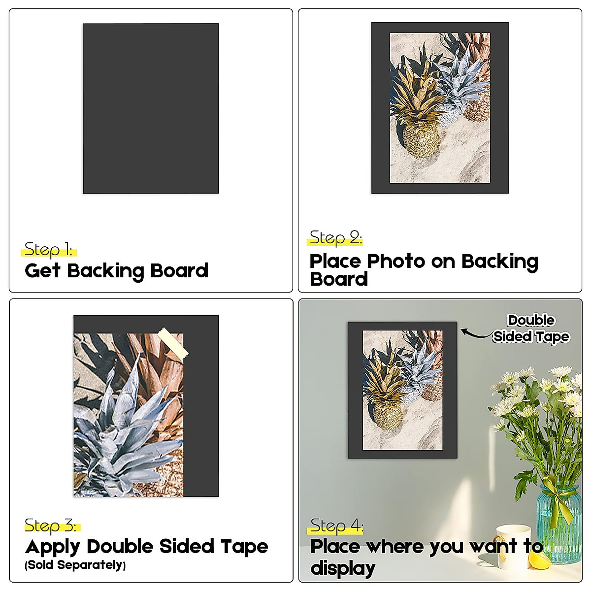 Golden State Art, 10 Pack 16x20 Uncut Photo Mat Matboard, Black Backing Board for Frame, Picture, Print