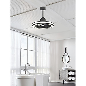 Fanimation Gleam Indoor/Outdoor Ceiling Fan with LED Light Kit 16 inch - Black