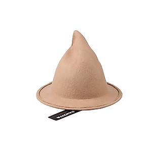 DANTIYA Women's Wool Felt Candy Colored Sharp Pointed Witch Hat for Halloween Party and Daily Khaki
