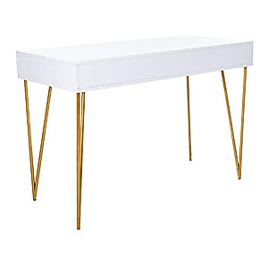 Safavieh Home Office Pine Modern White and Gold 2-drawer Desk