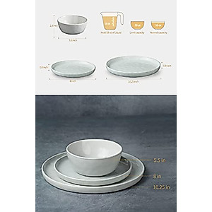 Famiware Mars Plates and Bowls Set, 12 Pieces Dinnerware Sets, Dishes Set for 4, White