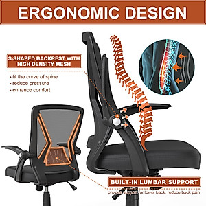 TTD TIANTIANDA Comfy Swivel Adjustable Computer Desk Office Chair with Flip Up Arms and Lumbar Support for Study