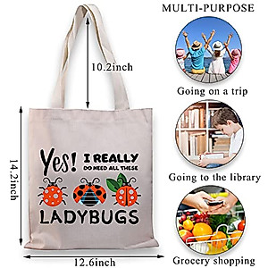 BDPWSS Ladybug Tote Bag For Women Good Luck Ladybug Lover Gift Yes i Really Do Need All These Ladybugs Canvas Handbag (Do need ladybugs TG)