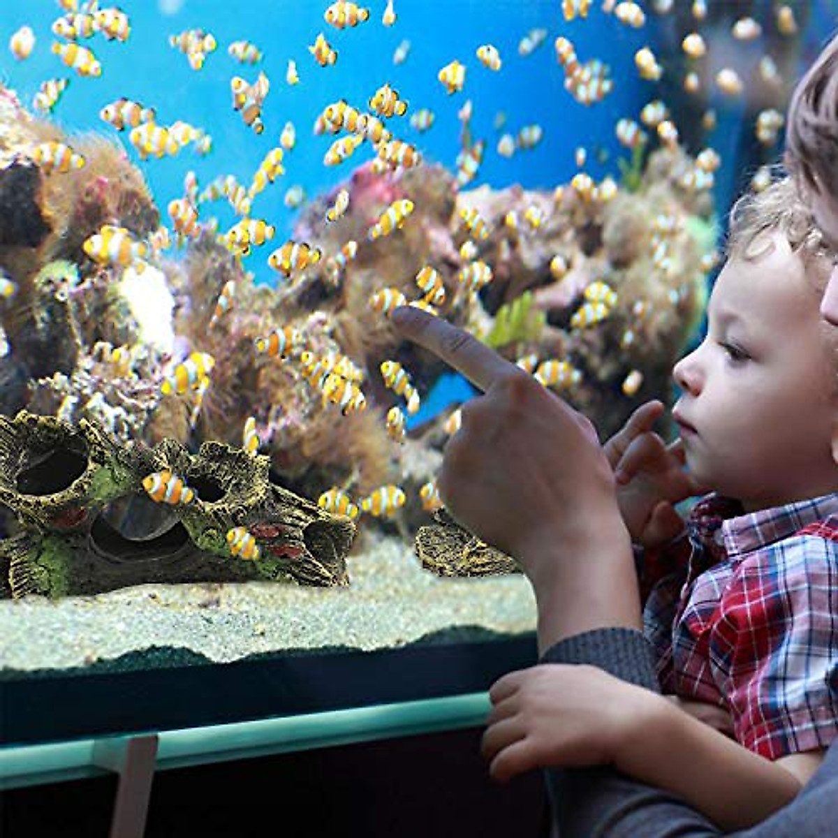 Lainrrew 3 Packs Aquarium Decorations Hollow Tree Trunk, Fish Tank Decorations Betta Fish Ornaments Resin Aquarium Log Caves Wood Hideout with Holes for Betta, Turtles, Reptiles