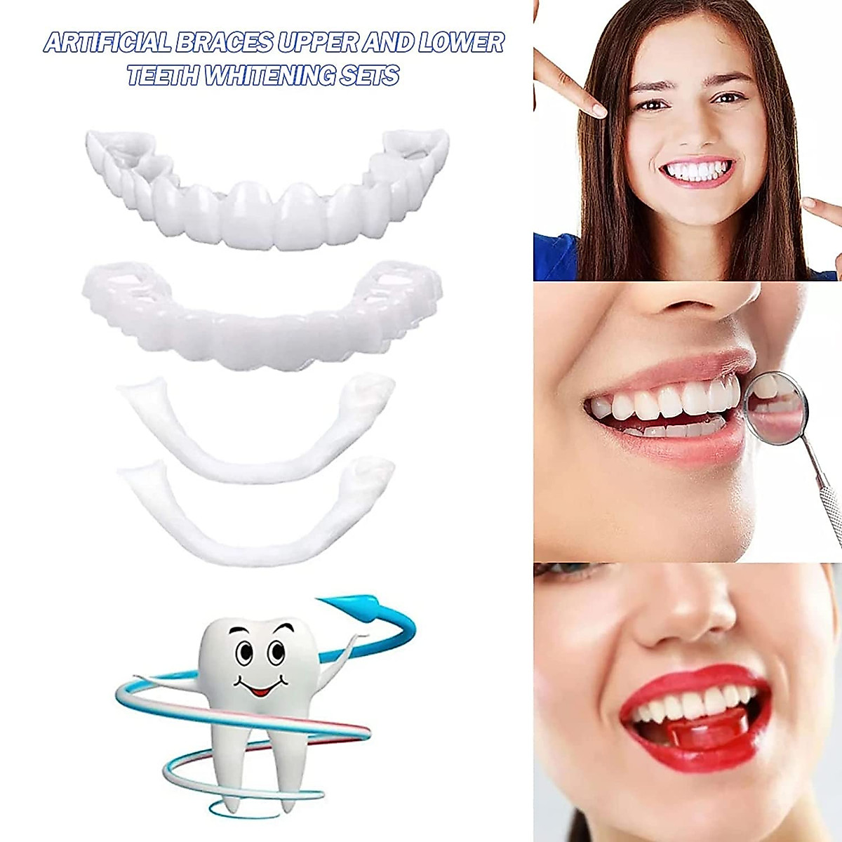 Tooth Repair, Cover The Imperfect Teeth,Fix Your Smile at Home Within Minutes!,Upper and Lower Whitening Teeth Sets2pcs