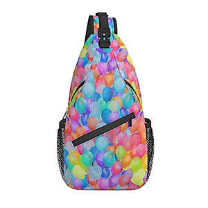 Sling Backpack Watercolor Rainbow Air Balloon Print Crossbody Shoulder Sling Bag For Men & Women