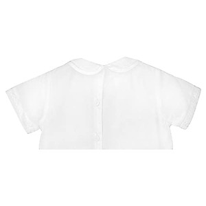 Petit Ami Baby Boys' Romper with Pintucks and Feather Stitching, 6 Months, White