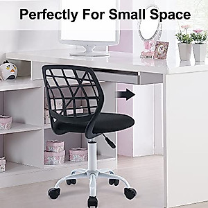 HOMEFUN Kids Desk Chair Cute Computer Office Bedroom Mesh Chair Ergonomic Swivel Armless Study Chair with Adjustable Height for Boys Girls Teens, Black