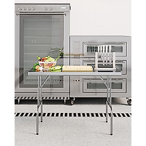 RIEDHOFF Stainless Steel Folding Table 48" x 24" Without Undershelf, [NSF Certified][Heavy Duty] Commercial Kitchen Prep Table for Home, Restaurant, Outdoor