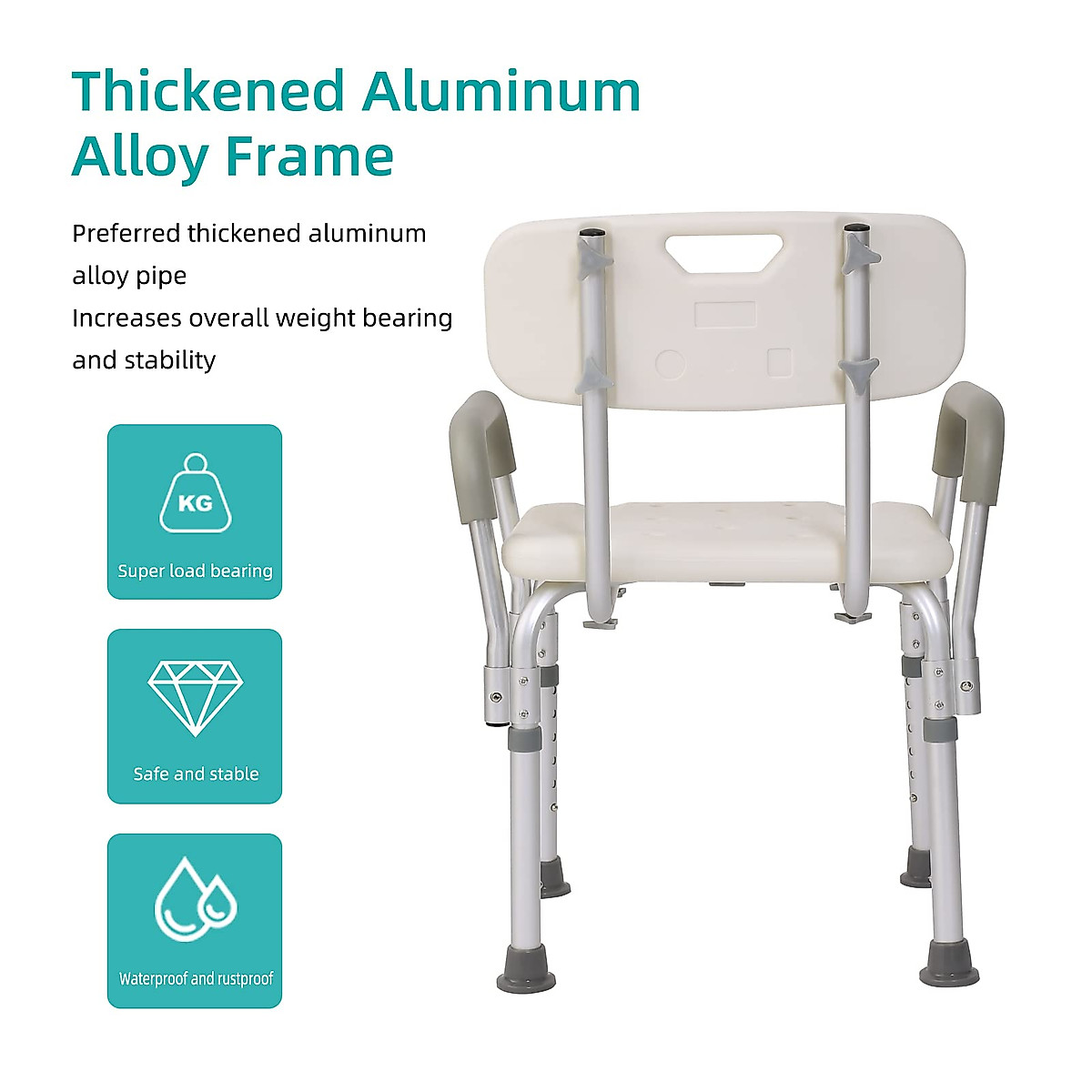 Tool-Free Assembly Spa Bathtub Shower Lift Chair, Adjustable Shower Bench, White Bathtub Lift Chair with Arms