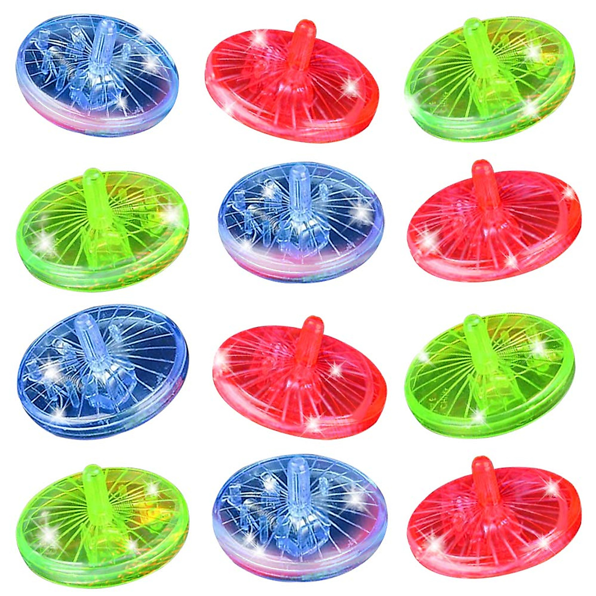 ArtCreativity Light Up Spinning Top Toys, Set of 12, Flashing Spin Toys with LED Effects, Light Up Birthday Party Favors for Boys and Girls, Goodie Bag Fillers for Kids