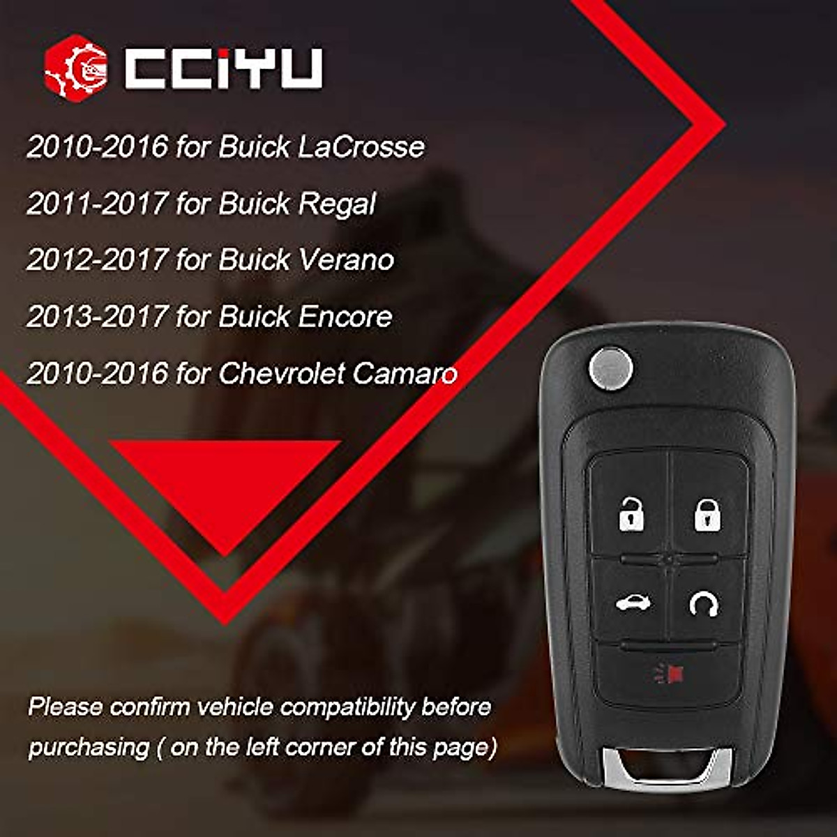 cciyu 2X Uncut 5 Buttons Keyless Entry Remote Fob Key Fob Replacement for 10 11 12 13 14 15 16 17 for Dodge for Jeep for Buick OHT01060512
