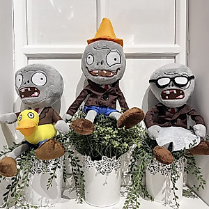 Dyharnsty 3Pcs Plants vs Zombies Plush Toys Zombie Sets,Ducky Zombie Newspaper Zombie & Conehead Zombie,Soft Figure Doll Plants vs Zombies Toys PVZ Plush 1 2 for Birthday,Party,Halloween & Christmas