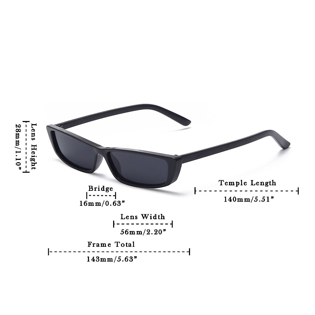 GOBIGER Rectangle Small Frame Sunglasses Fashion Designer Square Shades for women (Black Frame, Black)